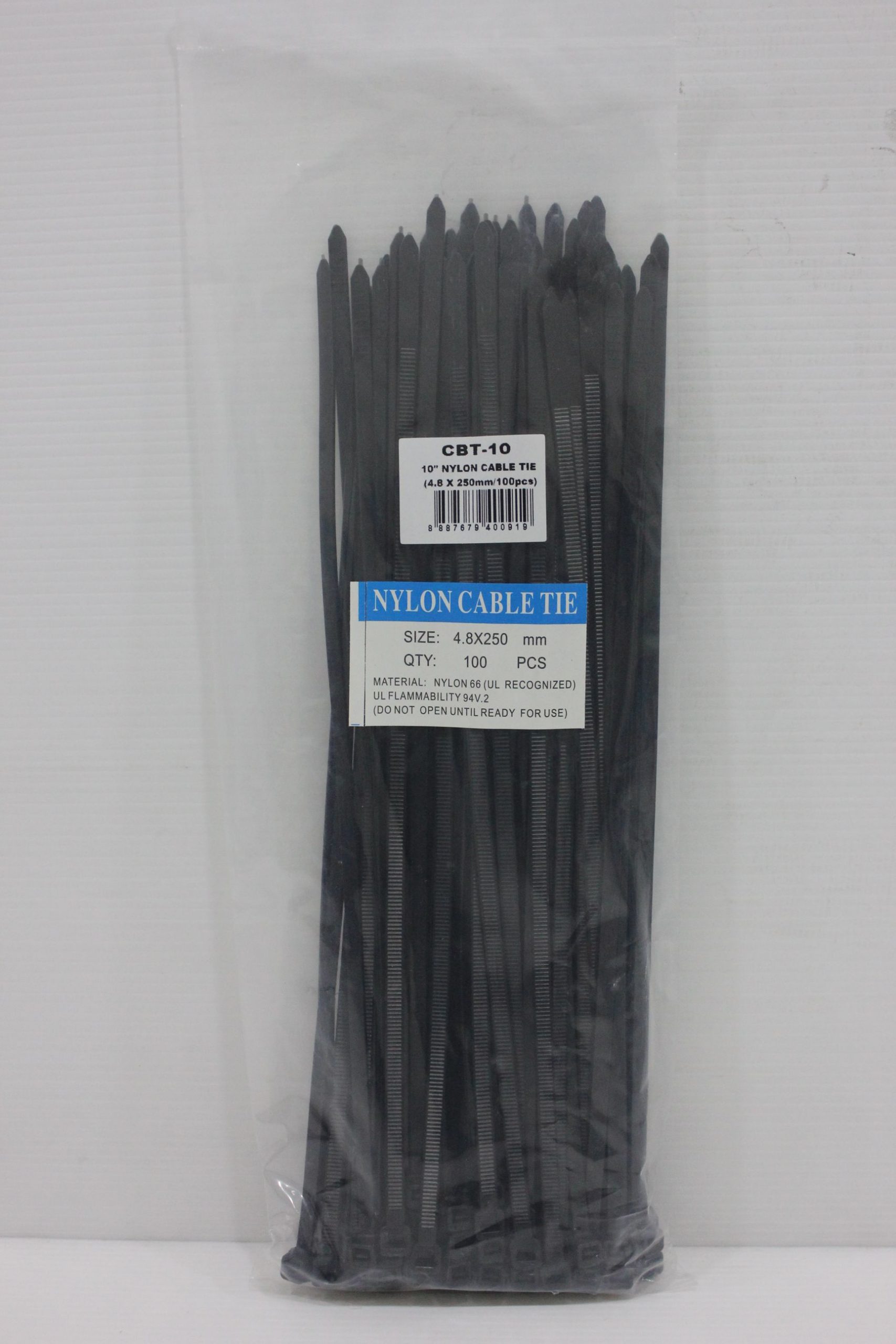 10" NYLON CABLE TIE - BLACK (4.8 X 250mm/100PCS) - A-Tech