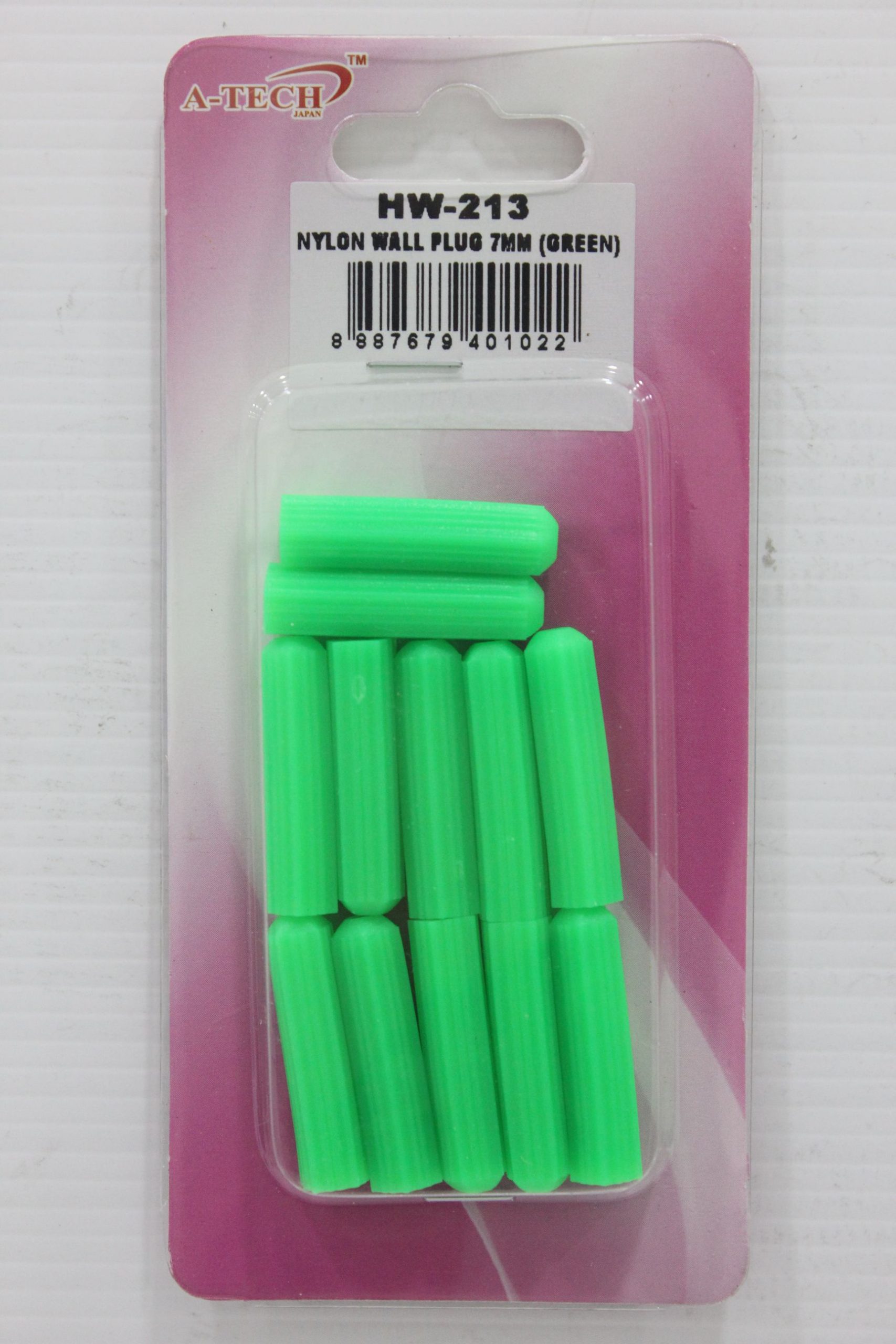 NYLON WALL PLUG 7MM (GREEN) - A-Tech