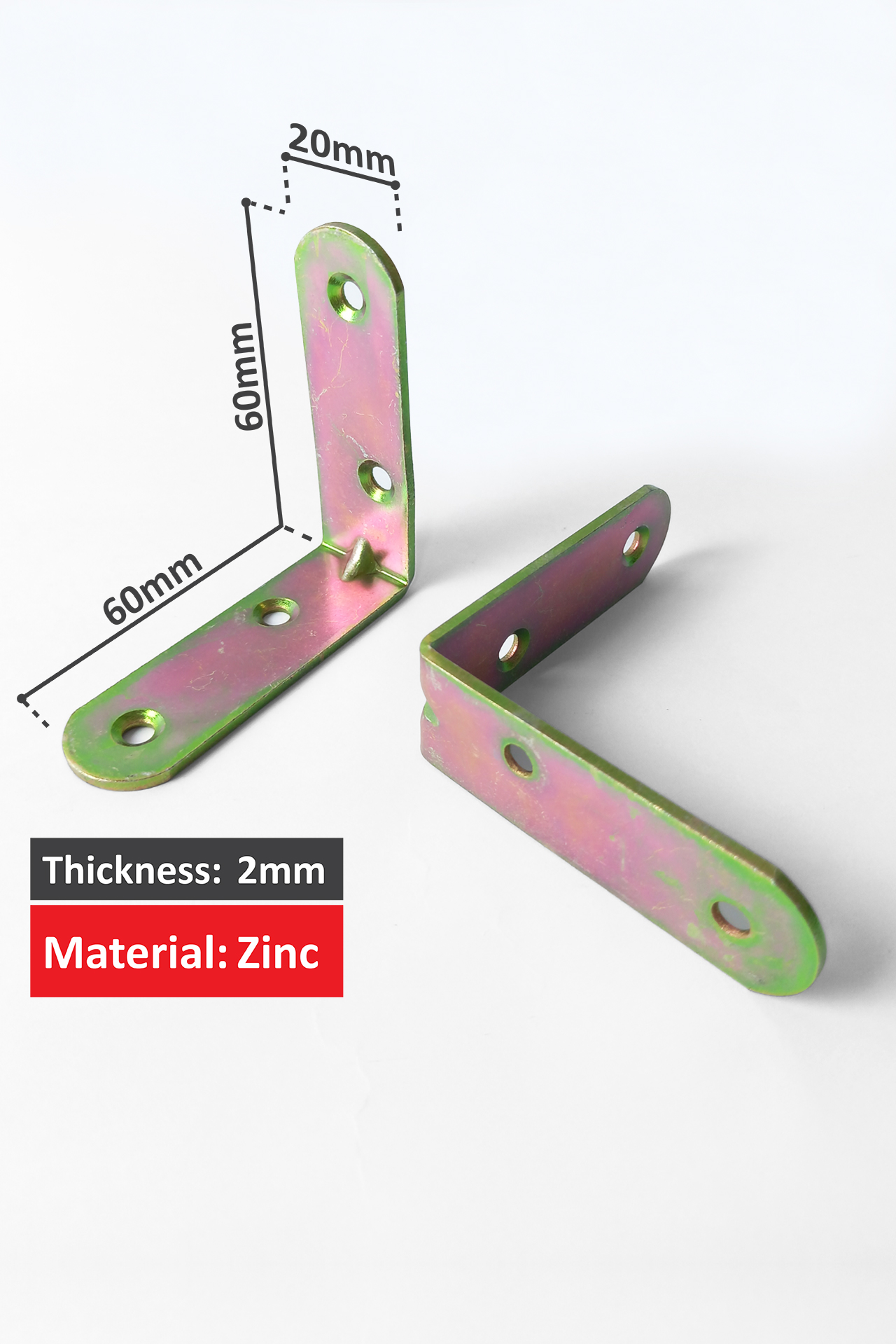 ZINC L-BRACKET (60x60x20x2mm) - A-Tech