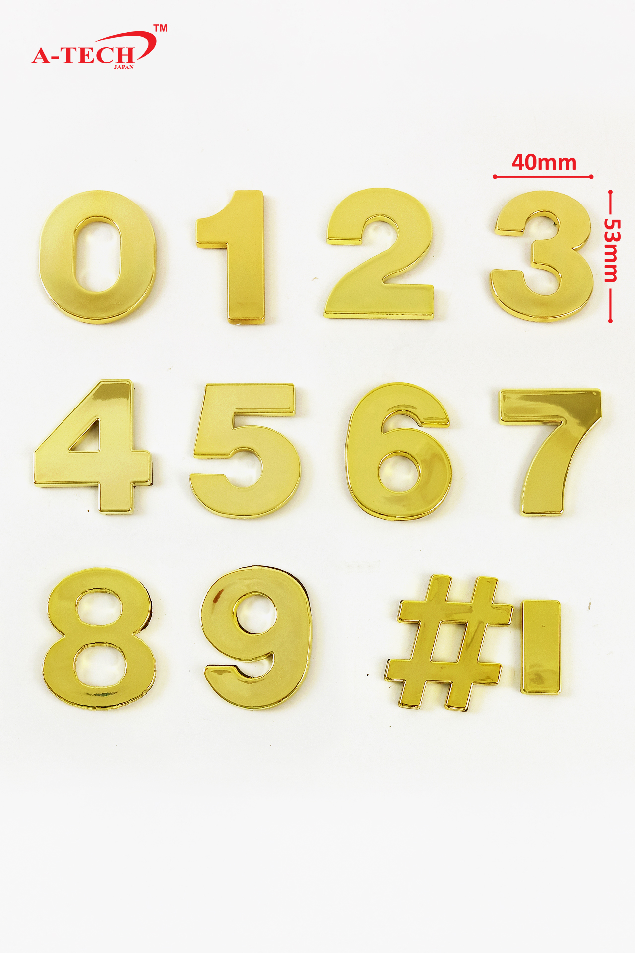 GOLD PVC NUMBER TAG W/ADHESIVE-No.3 - A-Tech