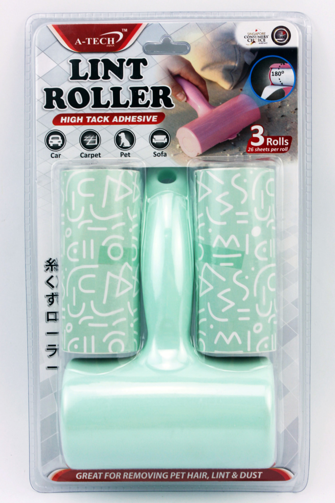 LINT ROLLER WITH COVER - 3 ROLLS (26 sheets) - A-Tech