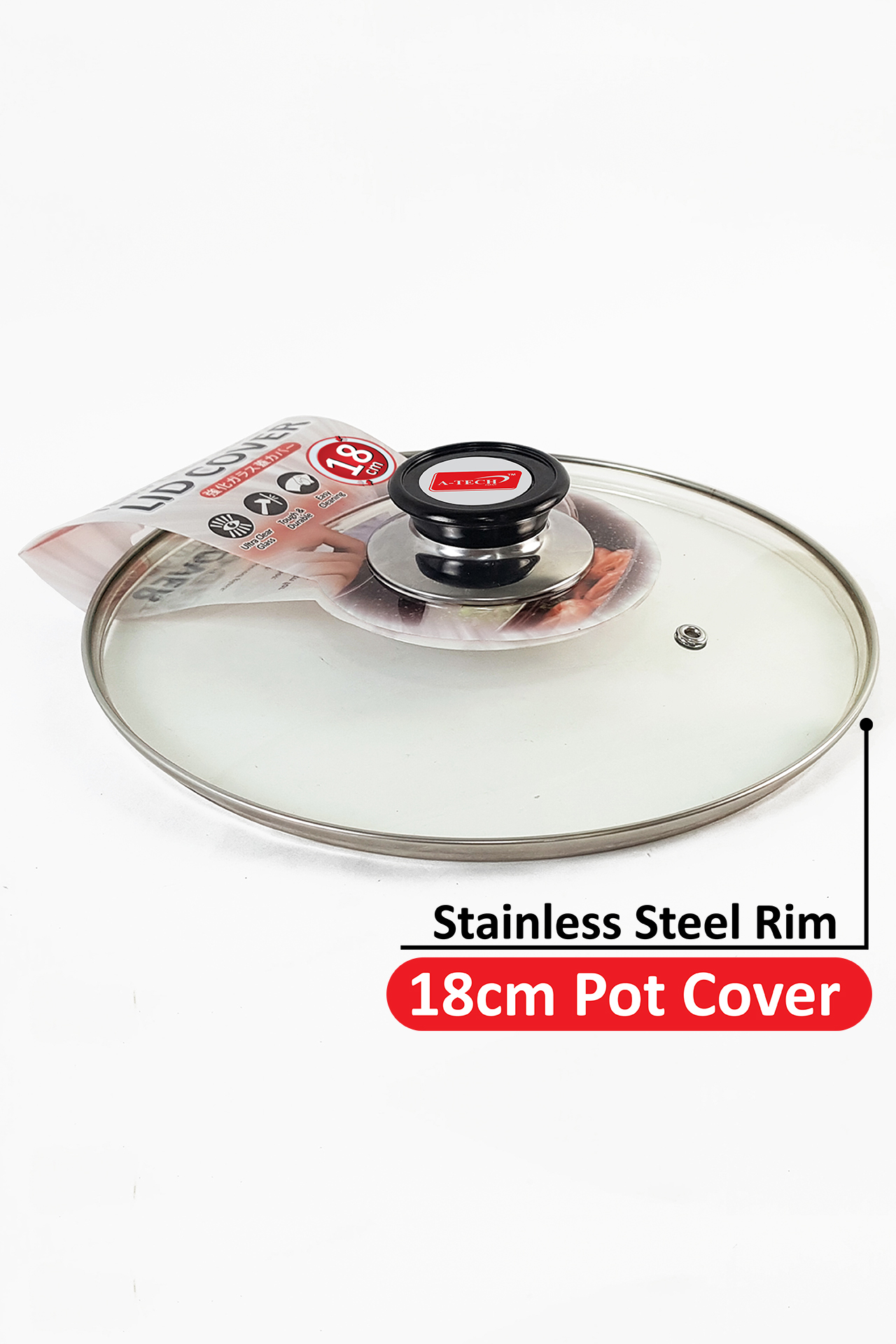 TEMPERED GLASS LID COVER (180mm) - A-Tech