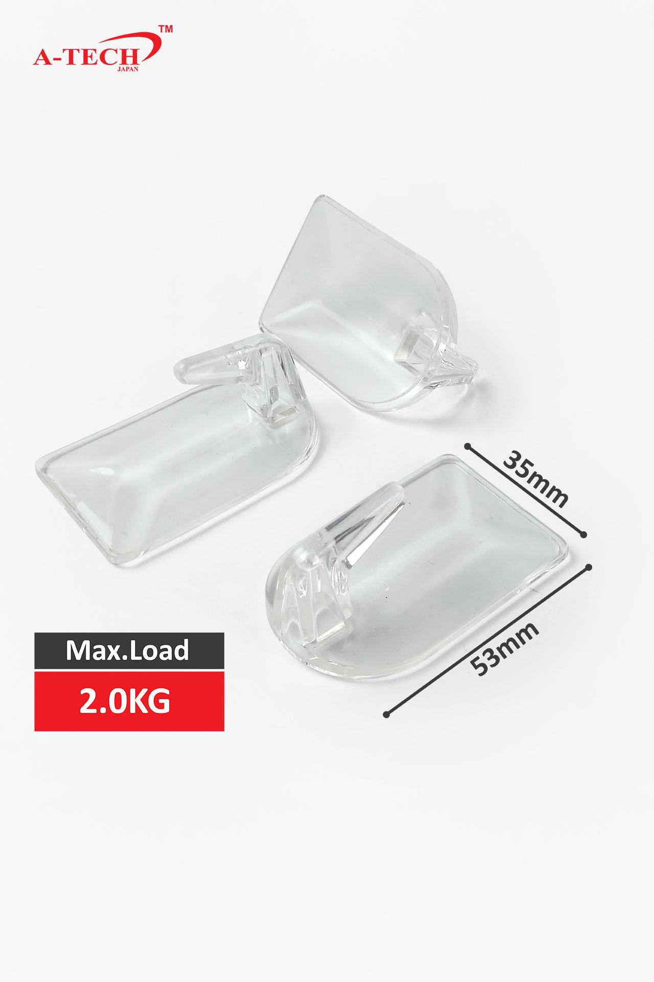 4PC SELF ADHESIVE HOOK (TRANSPARENT) - A-Tech