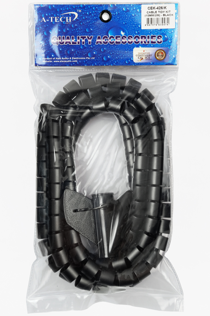 CABLE TIDY KIT (S) - BLACK (2 METRES) - A-Tech